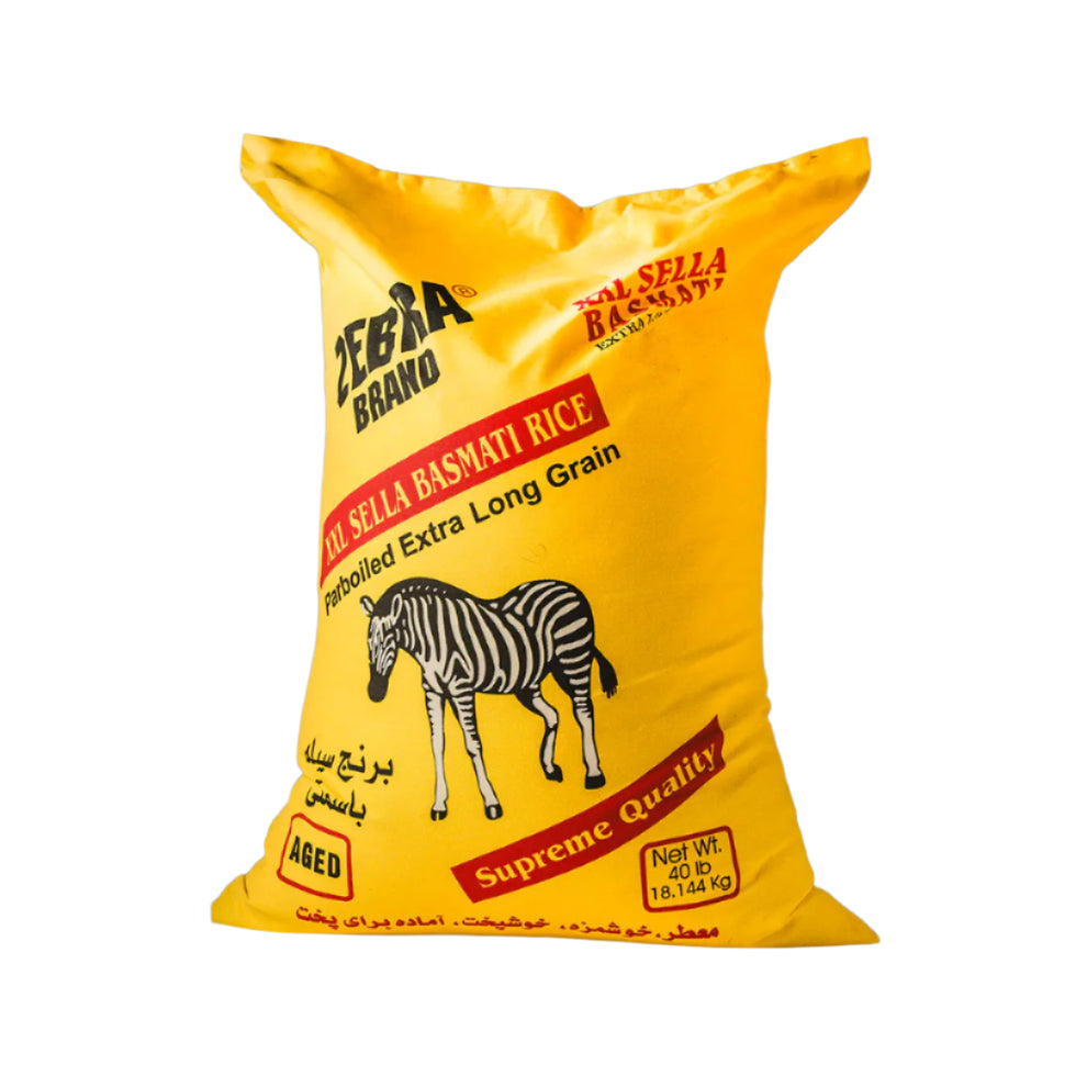 ZEBRA XXL Sella Basmati Rice Parboiled Extra Long Grain (40 lb) – Zebra ...